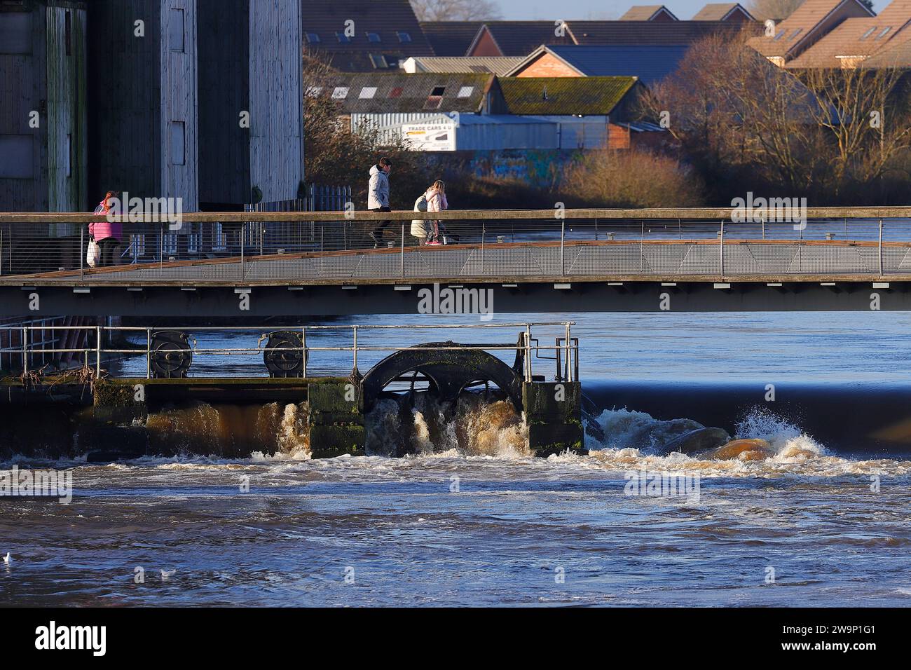 The River Aire at Queens Mill in Castleford during high water levels ...