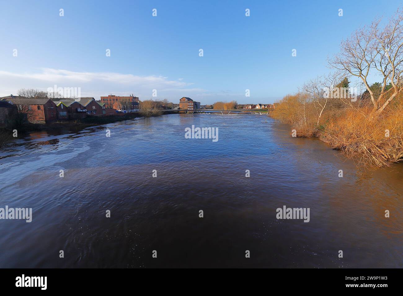 The River Aire at Queens Mill in Castleford during high water levels ...