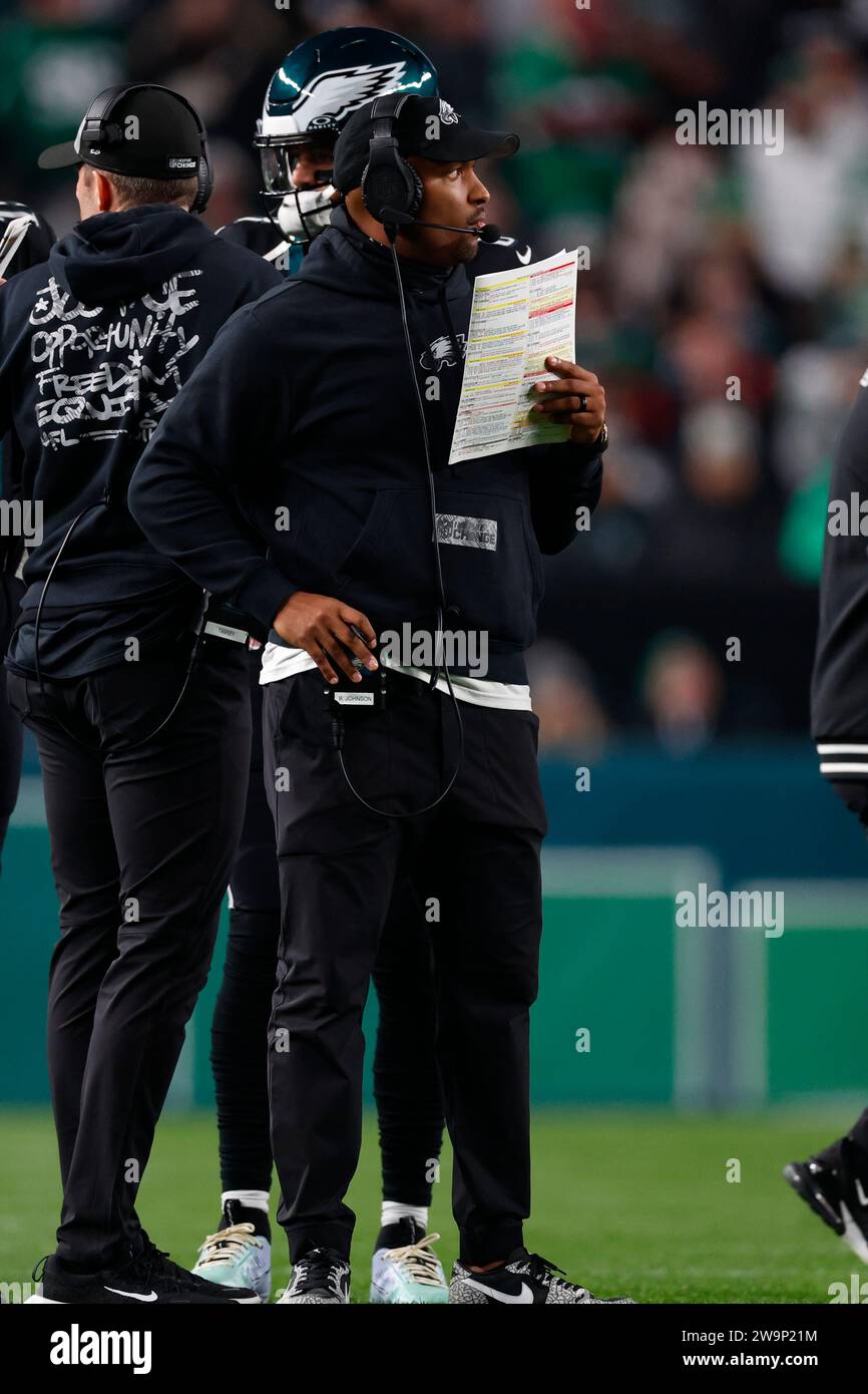 Philadelphia Eagles offensive coordinator Brian Johnson looks on during ...