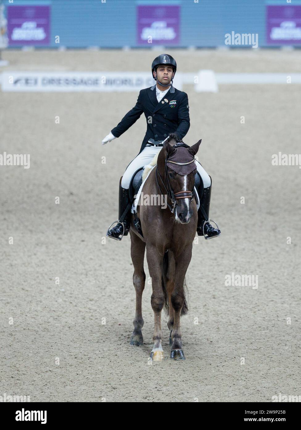 Anush Agarwalla of India with Sir Caramello OLD during the FEI Dressage ...