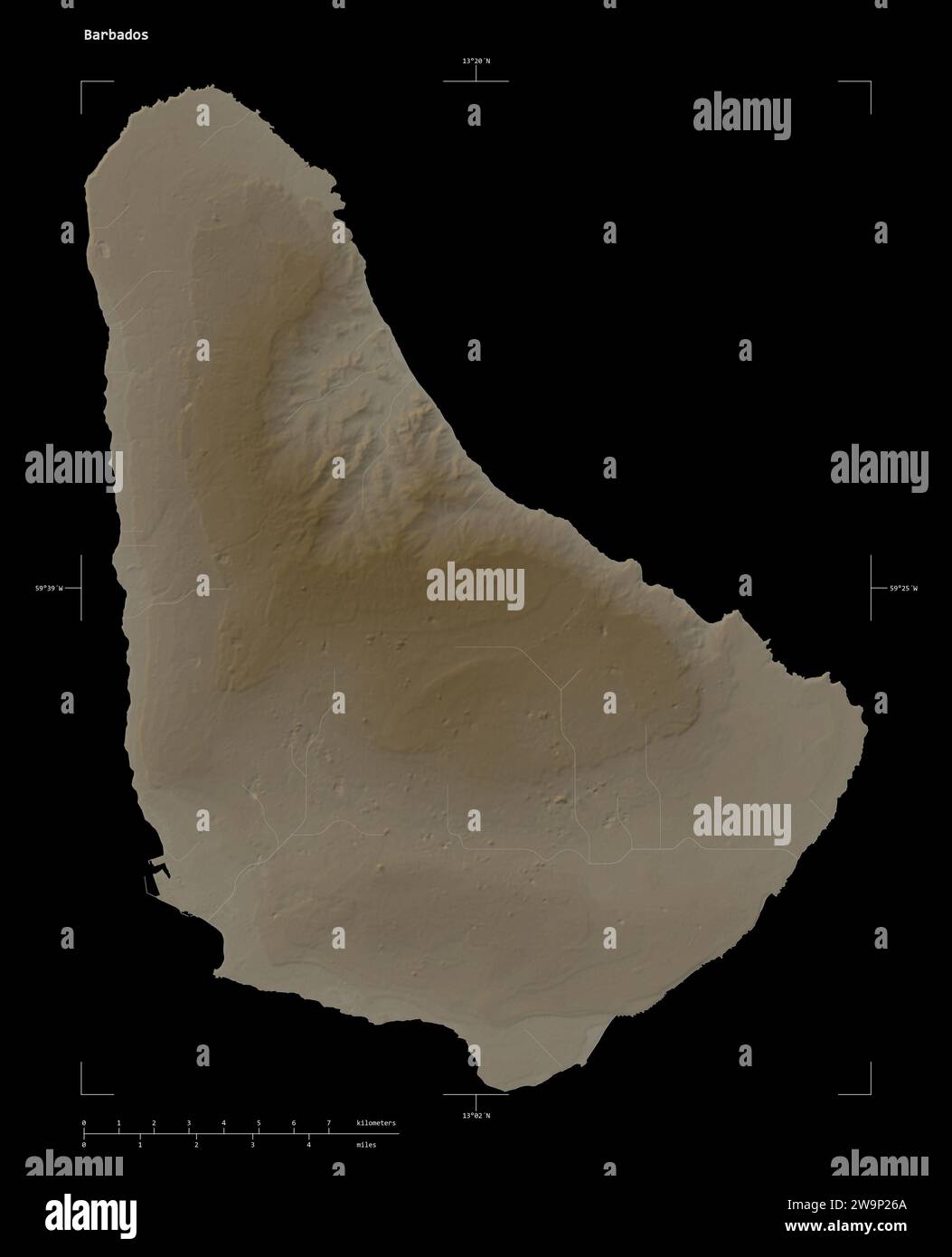 Shape of a elevation map colored in sepia tones with lakes and rivers ...
