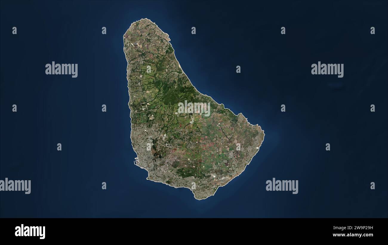 Barbados outlined on a low resolution satellite map Stock Photo - Alamy