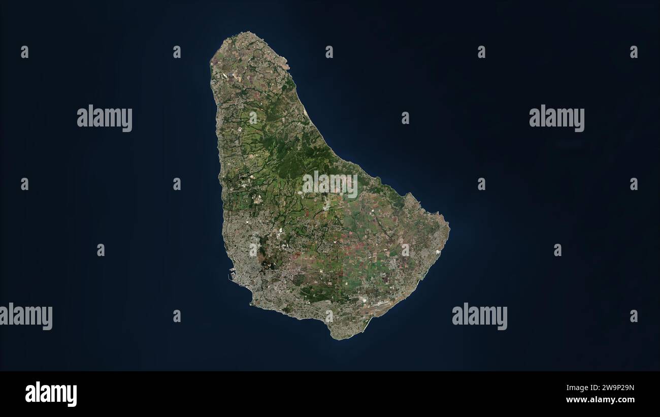 Barbados highlighted on a low resolution satellite map Stock Photo - Alamy