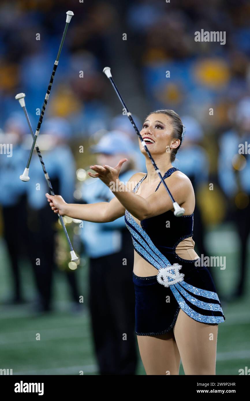 Dec 27, 2023; Charlotte, NC, USA; A North Carolina Tar Heels baton ...