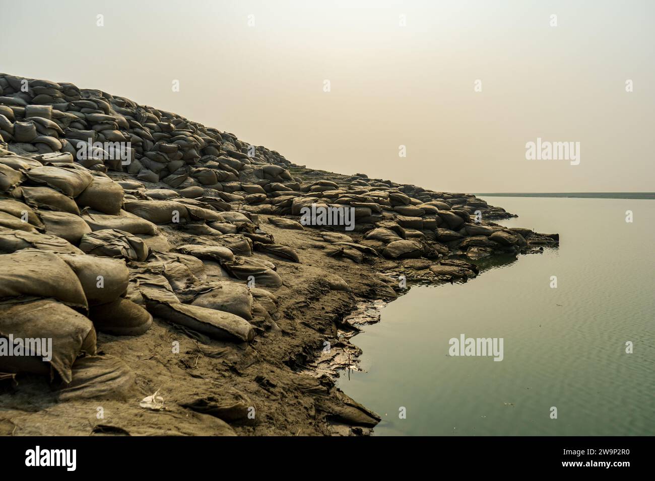 geobags sandbags to protect the riverbank from erosion, Bangladesh ...