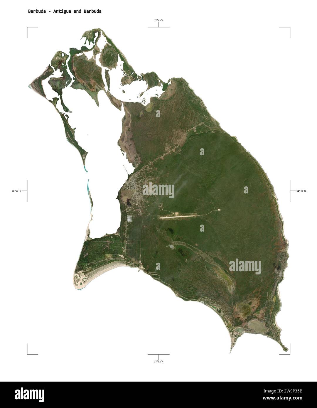 Shape of a high resolution satellite map of the Barbuda - Antigua and ...