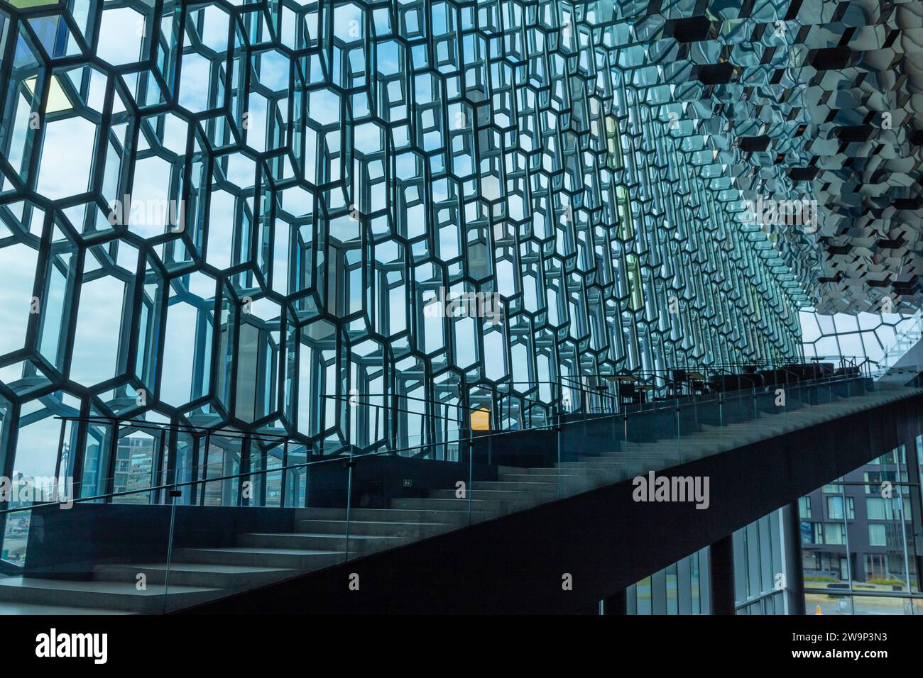 Reykjavík, Iceland - July 26, 2023: A general view inside Harpan ...