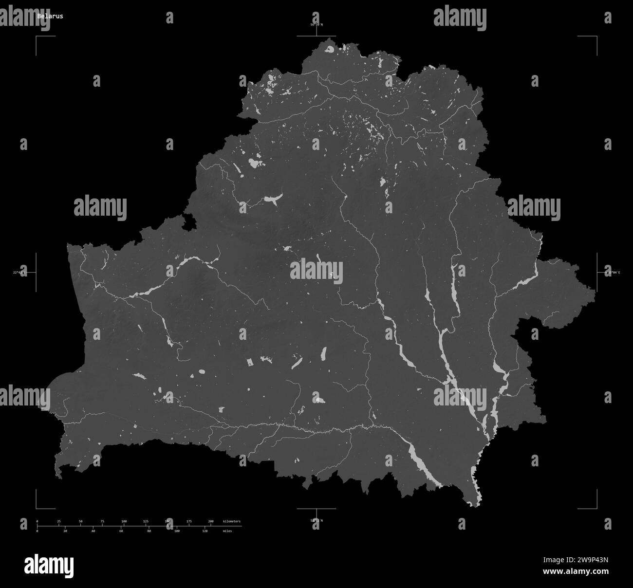 Belarus map solid border grayscale hi-res stock photography and images ...