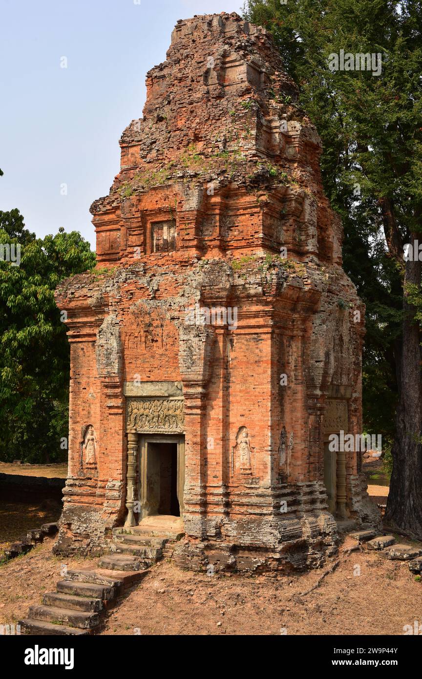 Bakong, Roluos Group. Khmer Empire, 9th century. Brick building. Siem ...