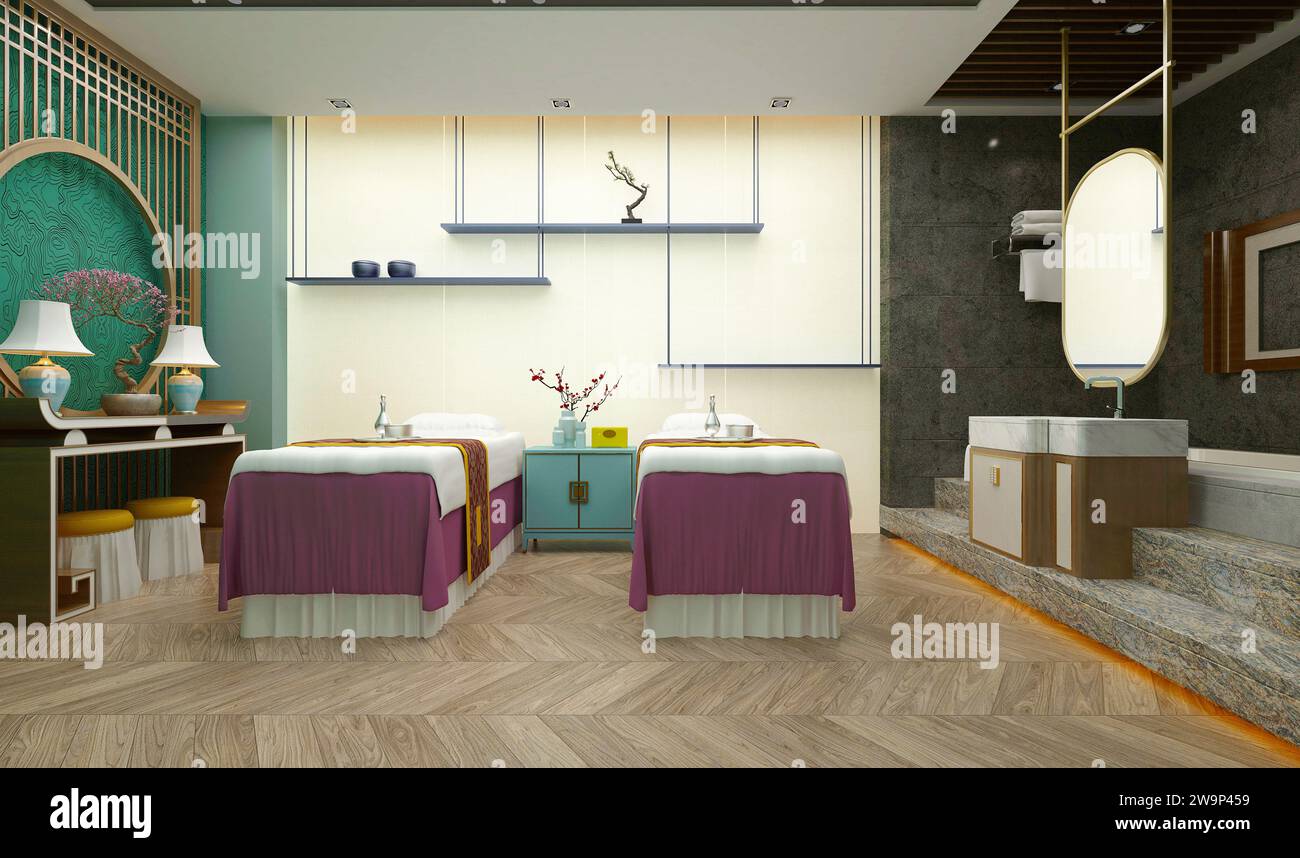 3d render massage spa wellness salon Stock Photo - Alamy