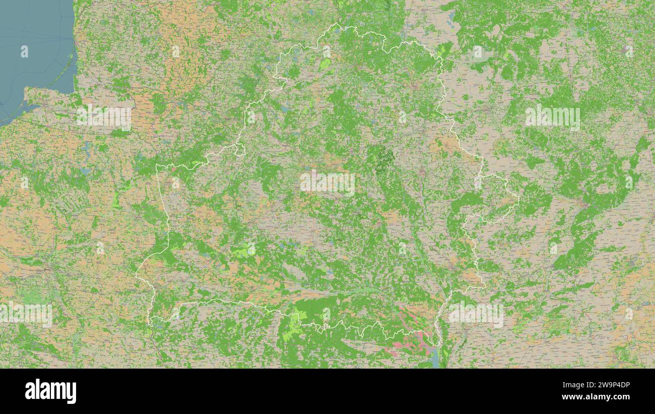 Belarus outlined on a topographic, OSM France style map Stock Photo - Alamy
