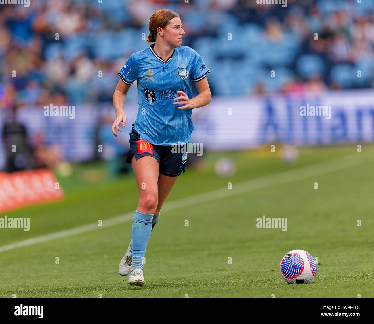 Sydney, Australia. 29th Dec, 2023. Tori Tumeth of Sydney FC controls ...
