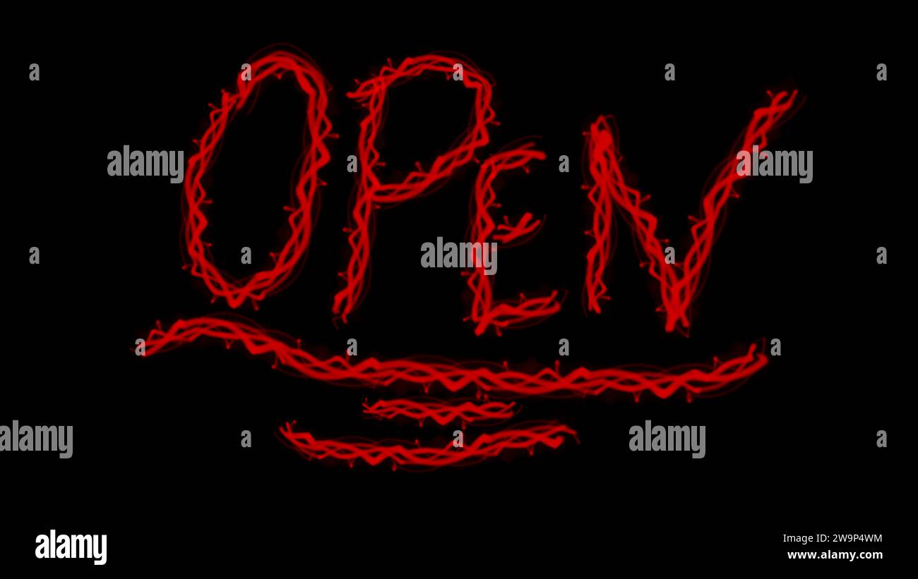 red neon open sign Stock Photo - Alamy