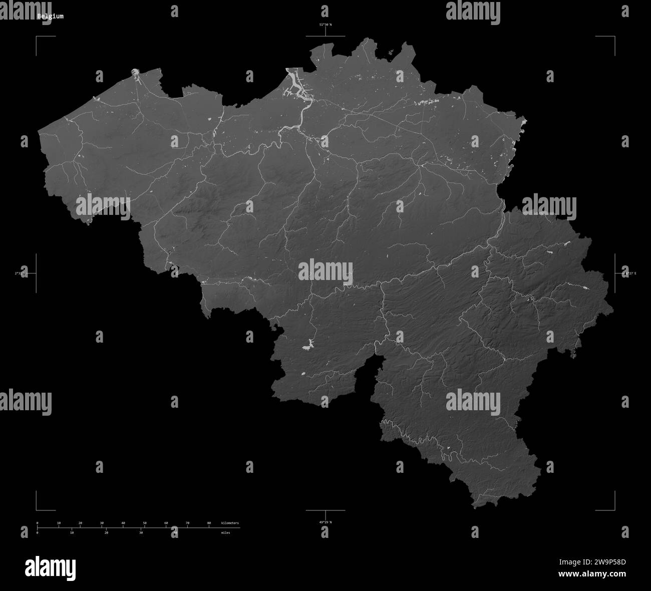 Belgium map solid border grayscale hi-res stock photography and images ...