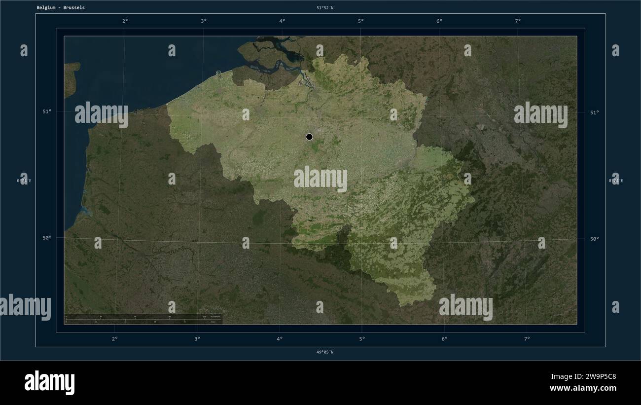 Belgium highlighted on a high resolution satellite map map with the ...