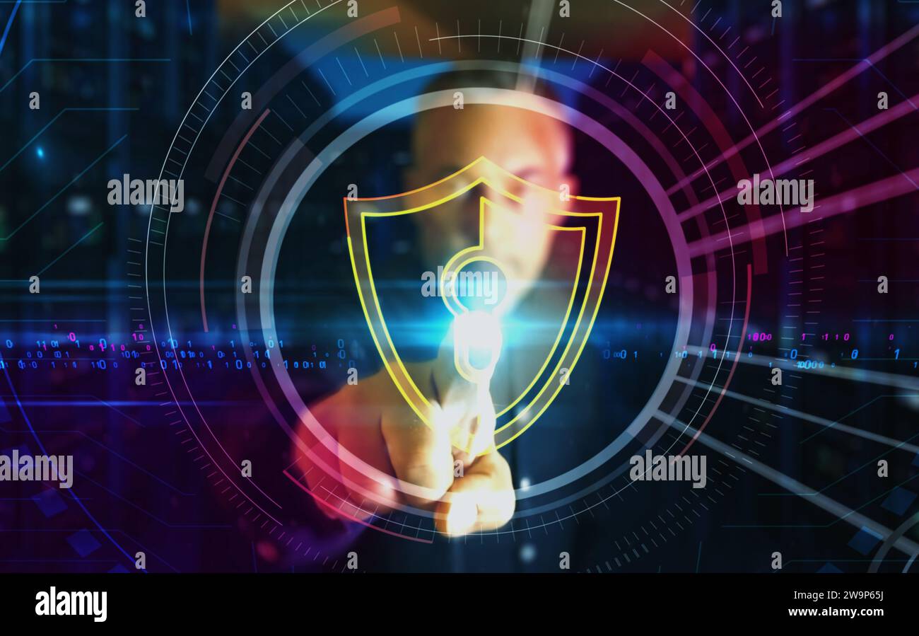 Cyber Security Computer Protection With Shield Symbol Digital Concept