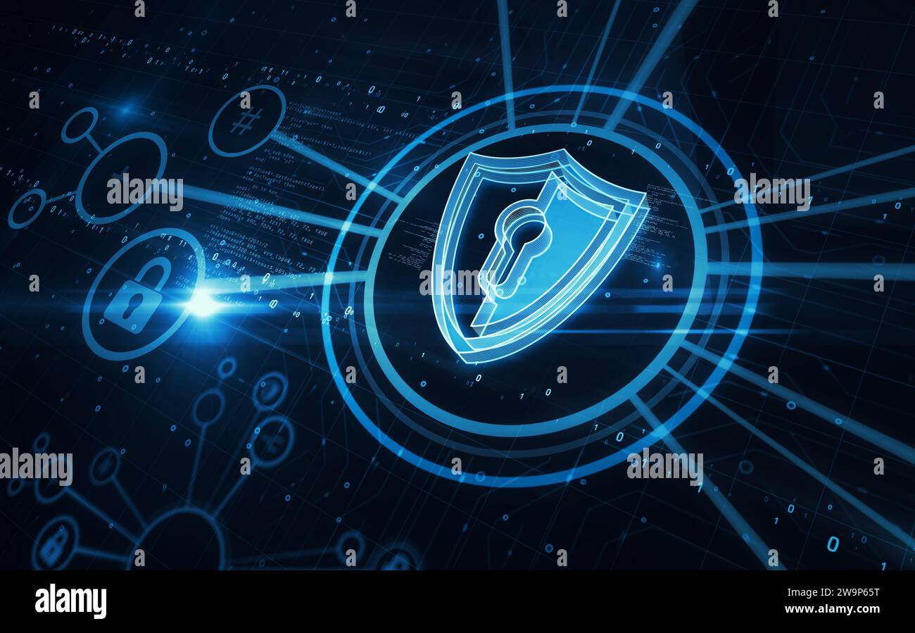 Cyber Security Computer Protection With Shield Symbol Digital Concept Network And Technology