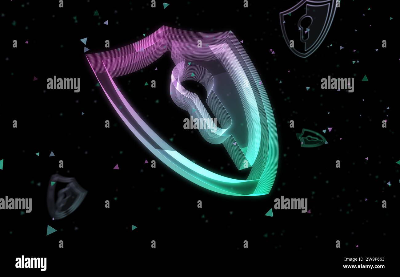Cyber Security Computer Protection With Shield Symbol Digital Abstract