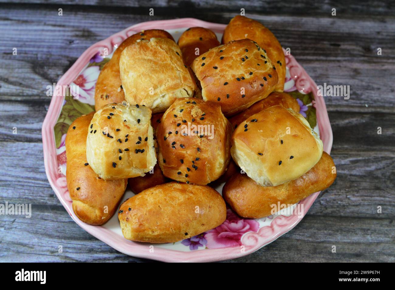 Assorted mini Pâté with different fillings and toppings, cheese, olive ...