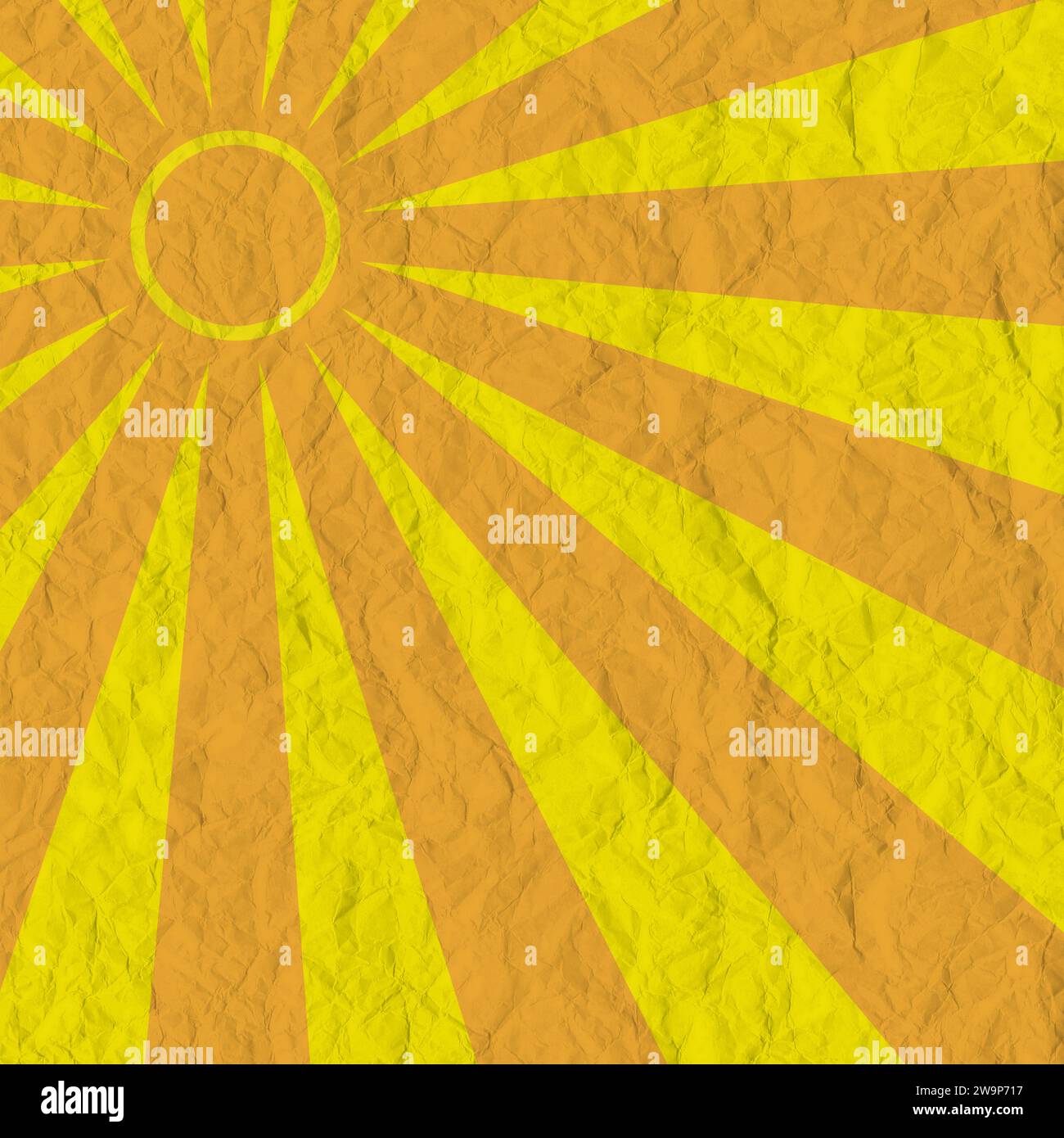 Abstract yellow sun rays with crumpled paper texture. Summer sunray ...