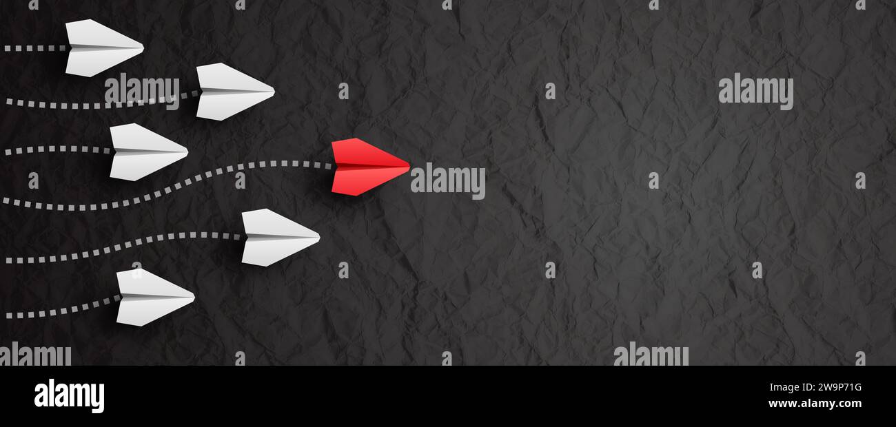 Individual red leader paper plane lead other. Business and leadership ...