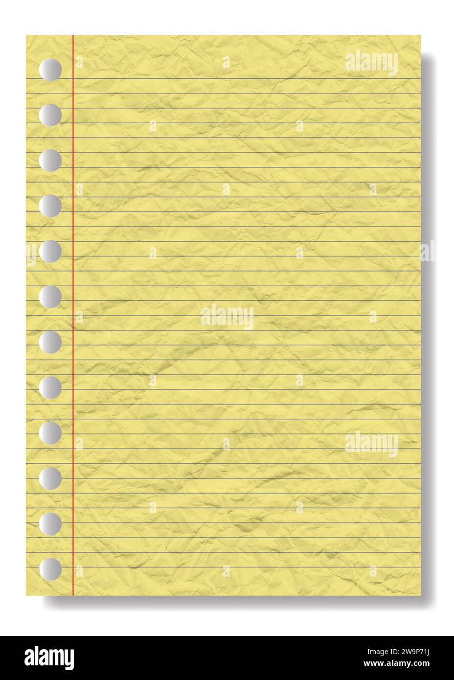 Page of lined yellow paper background with crumpled paper texture for ...
