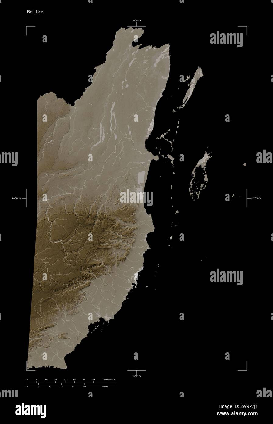 Shape of a elevation map colored in sepia tones with lakes and rivers ...