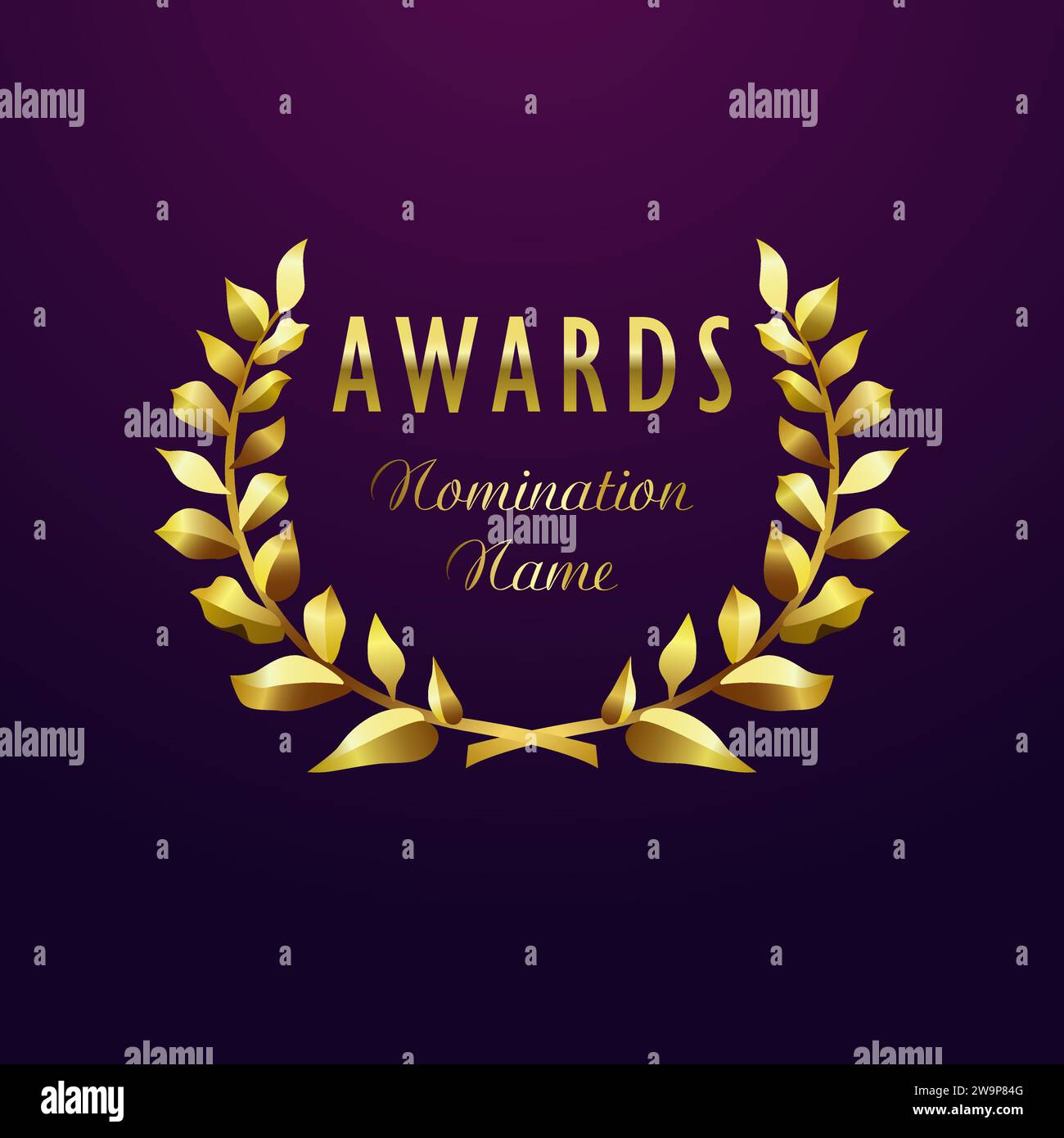 Shiny golden award. Awards icon concept. Realistic 3D leaves. Cup ...