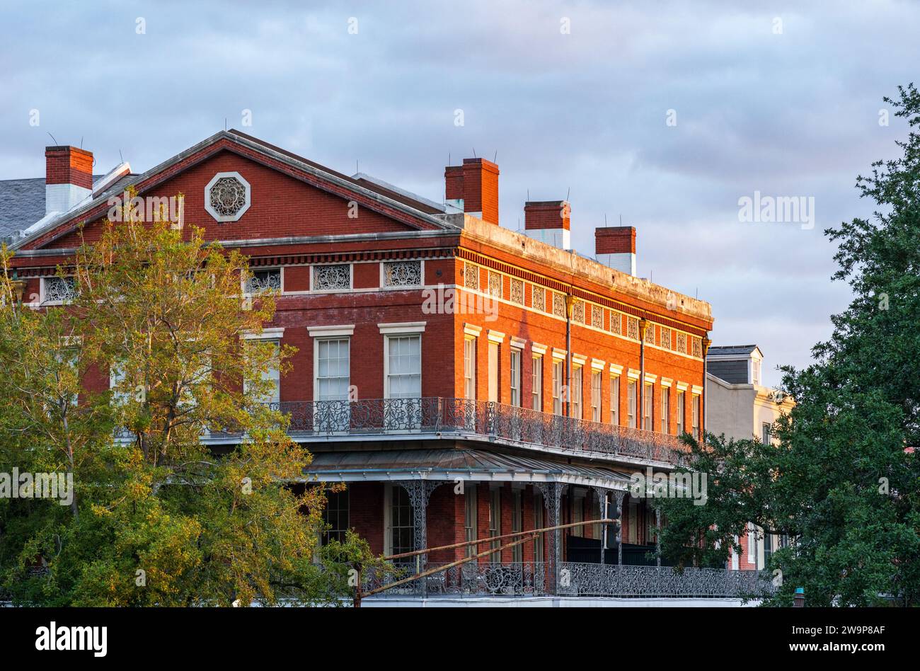Corner of tradional New Orleans building on Decatur Street in the ...