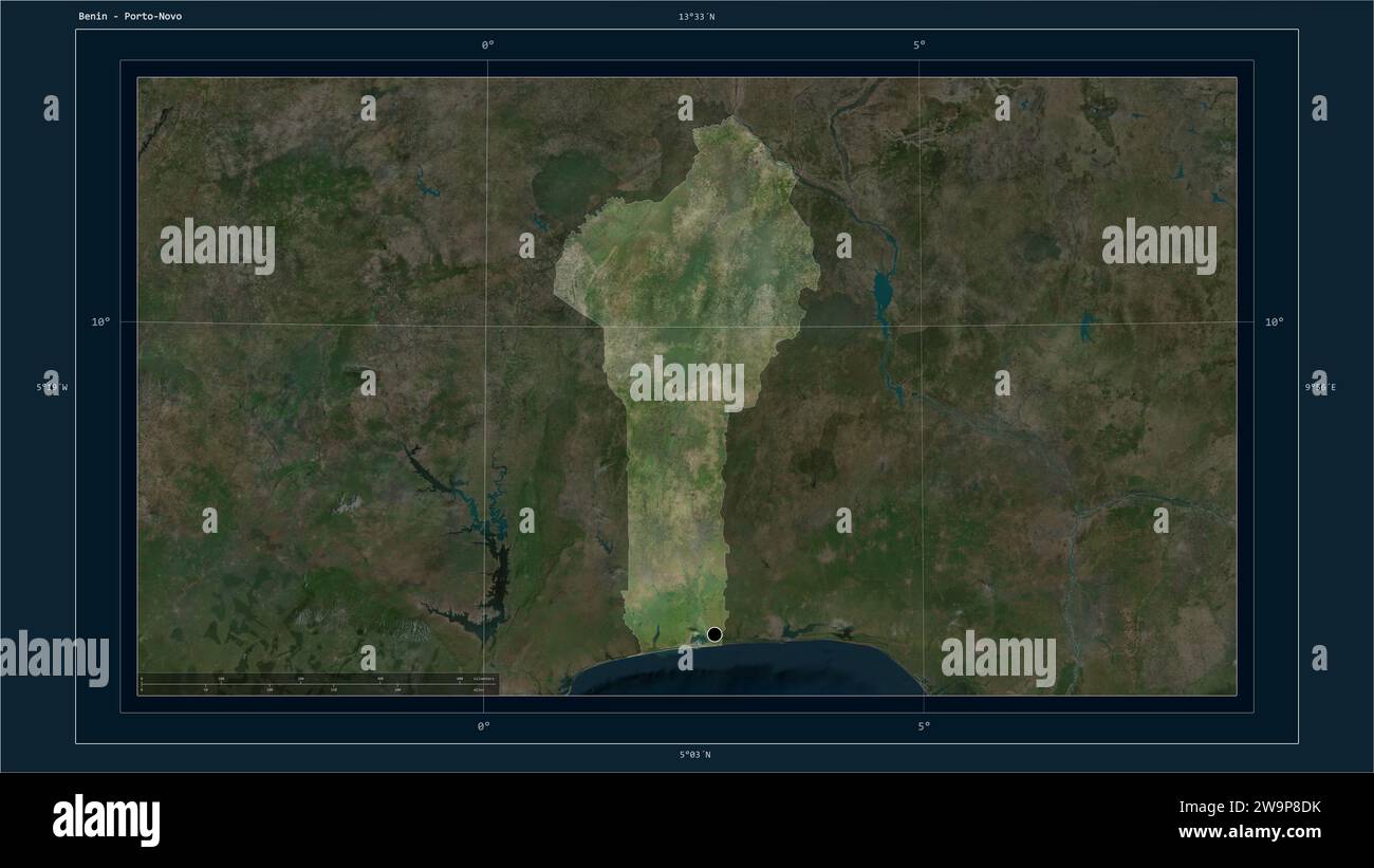 Benin highlighted on a high resolution satellite map map with the ...