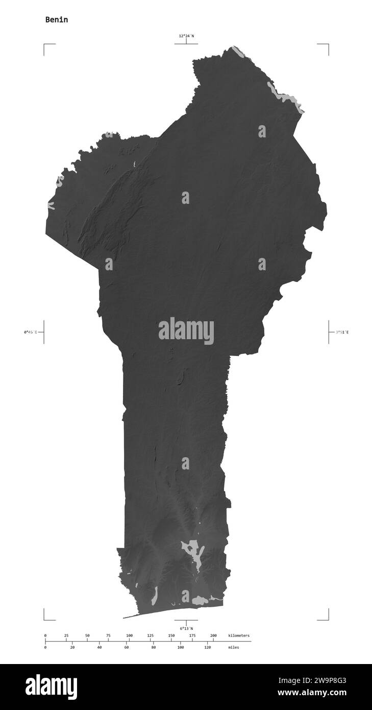 Benin map solid border grayscale hi-res stock photography and images ...