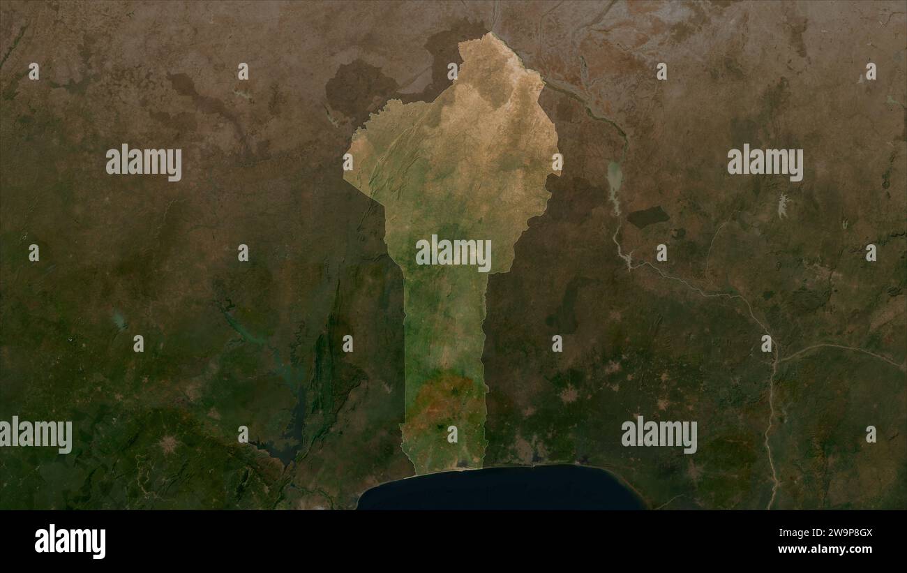 Benin highlighted on a low resolution satellite map Stock Photo - Alamy