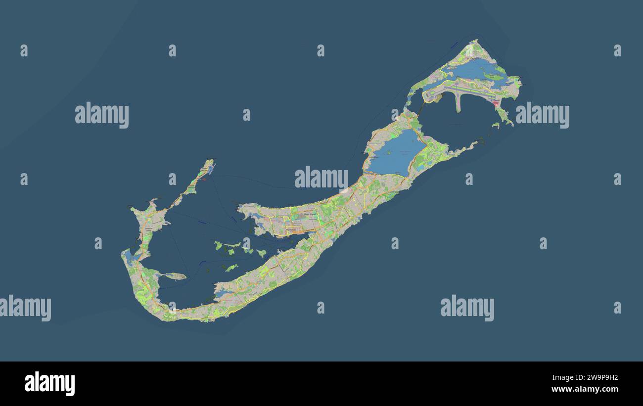 Bermuda highlighted on a topographic, OSM standard style map Stock ...