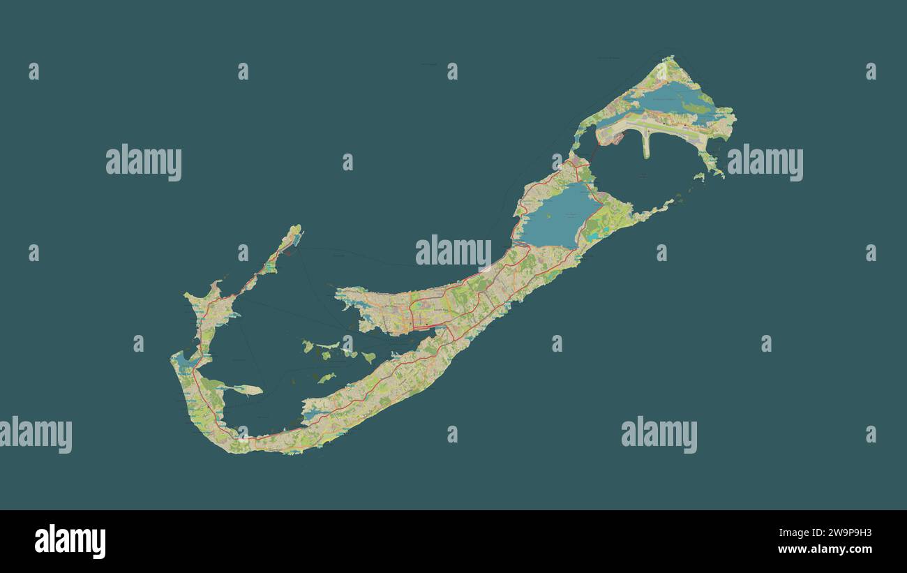 Bermuda highlighted on a topographic, OSM Humanitarian style map Stock ...