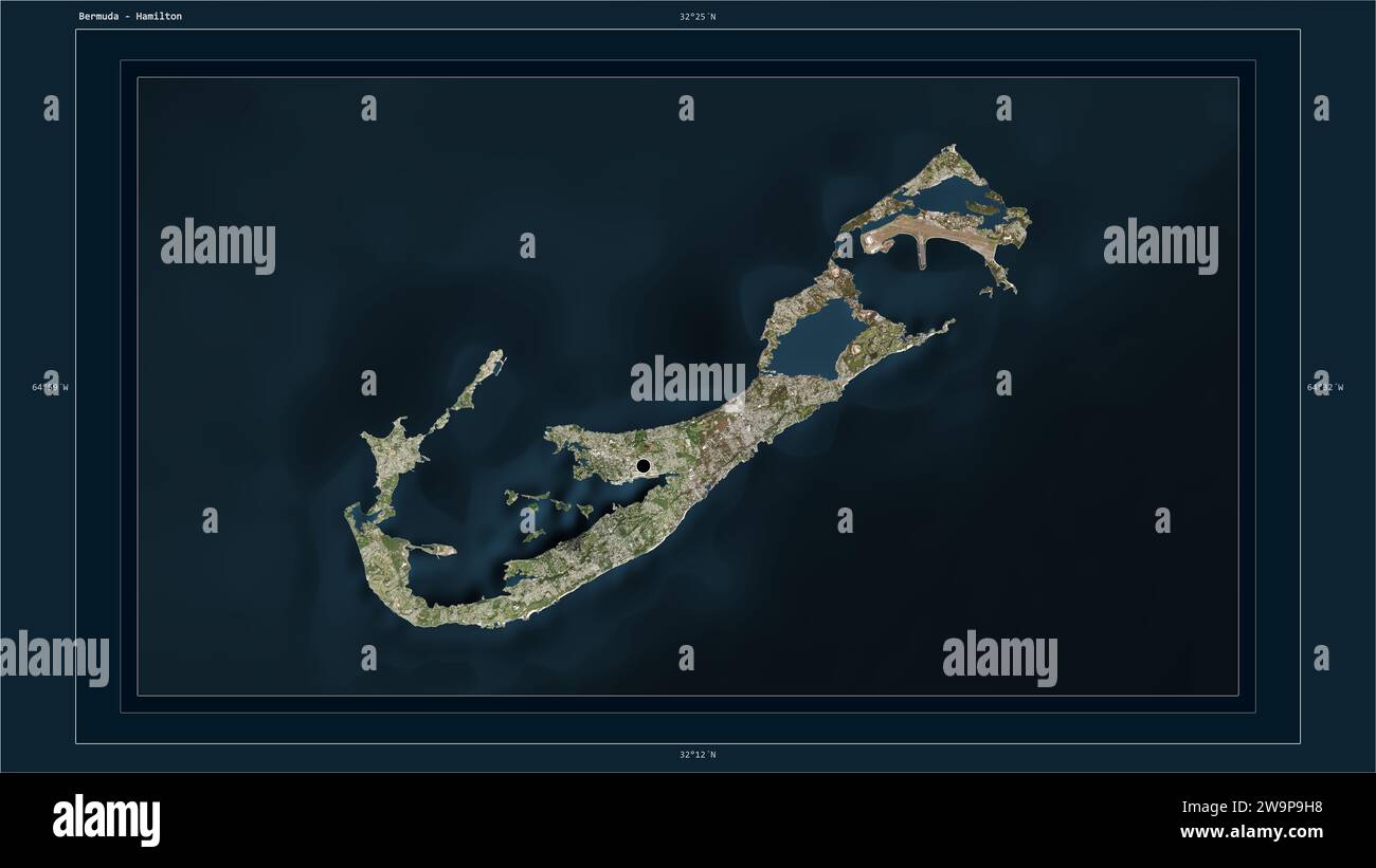 Bermuda highlighted on a high resolution satellite map map with the ...
