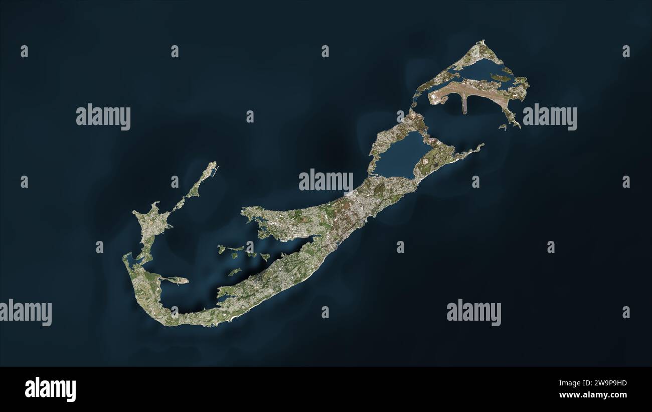 Bermuda highlighted on a high resolution satellite map Stock Photo - Alamy