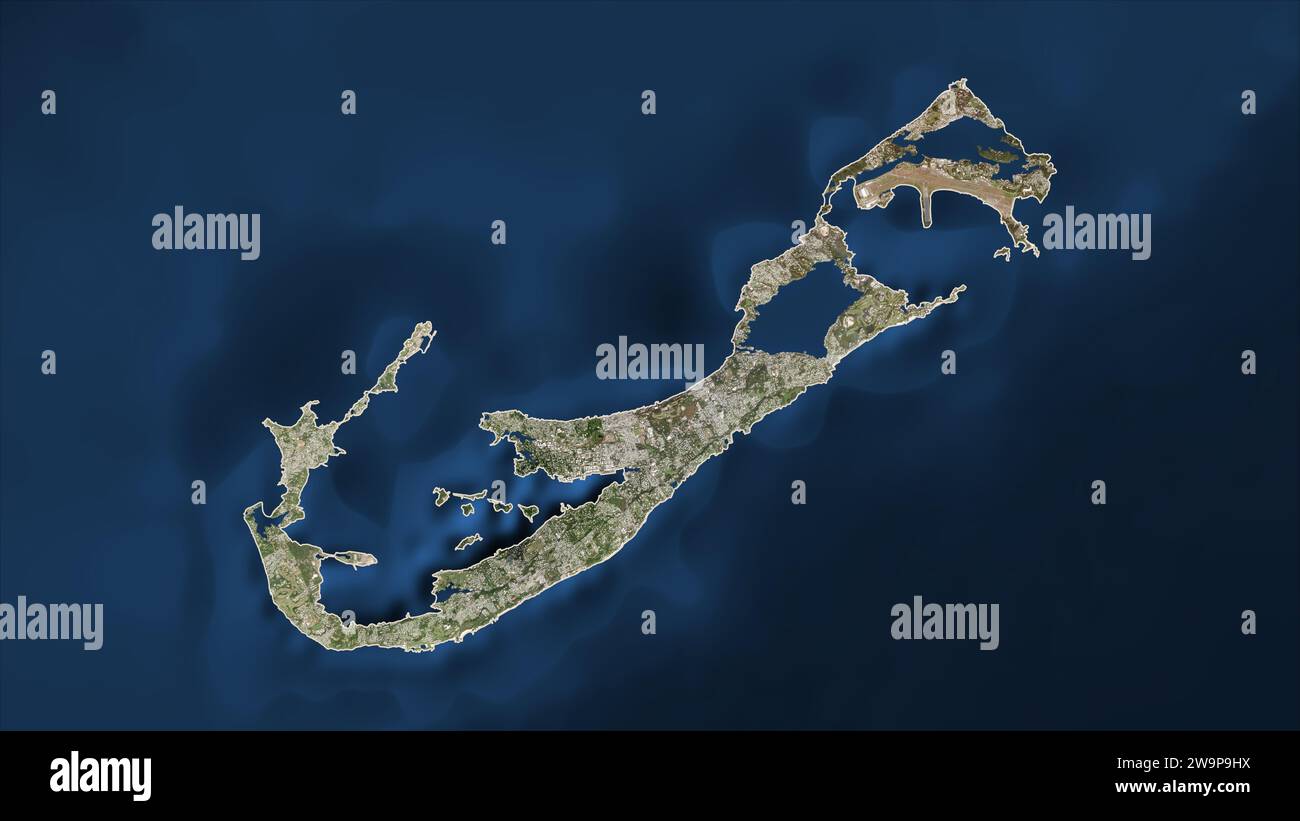 Bermuda outlined on a low resolution satellite map Stock Photo - Alamy