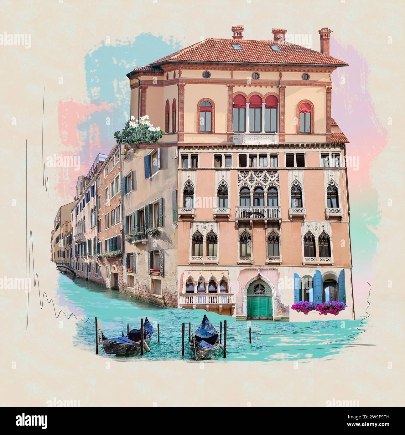 Contemporary artwork. Creative design in retro style. Color image if ...