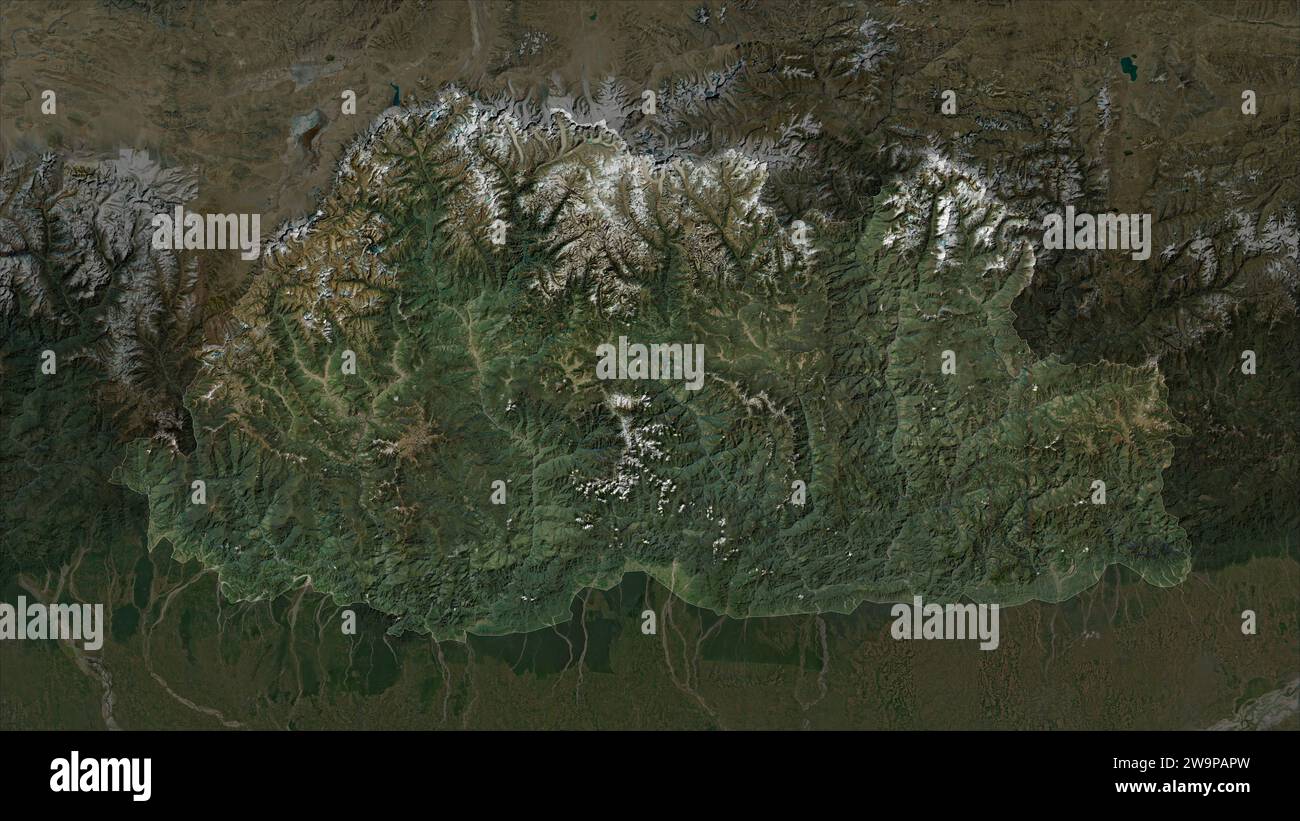 Bhutan highlighted on a high resolution satellite map Stock Photo - Alamy