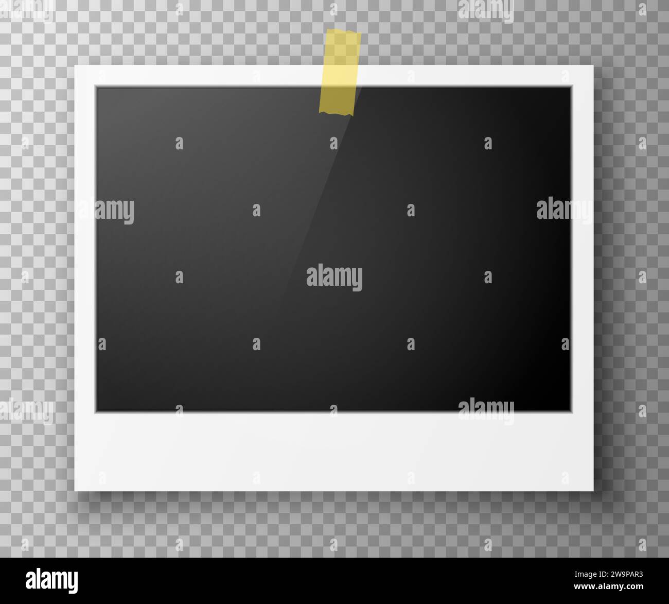 Realistic wide photo frame on transparent background Stock Vector Image ...