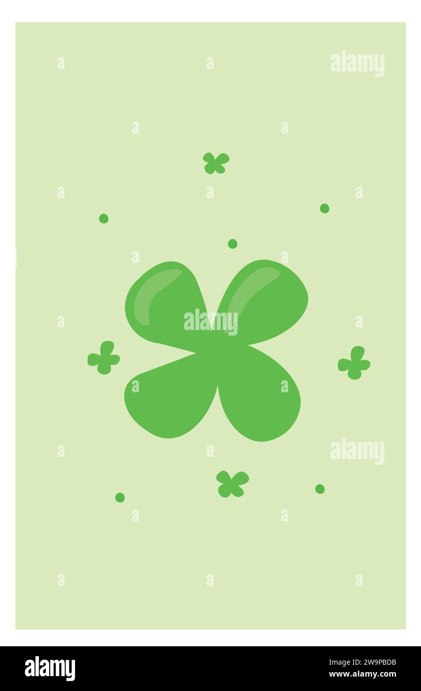 Clover green postcard illustration. Spring seasonal card floral design ...