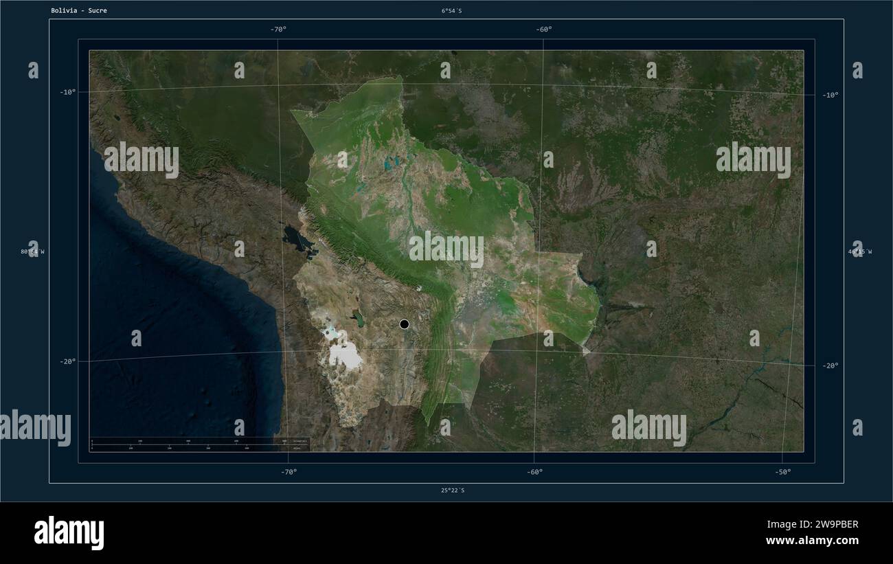 Bolivia highlighted on a high resolution satellite map map with the ...