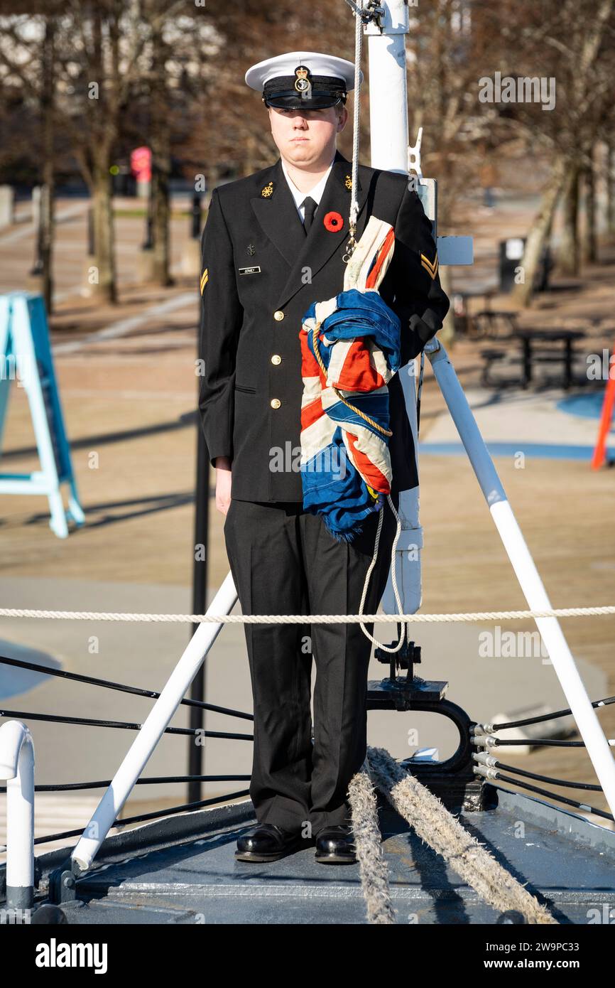Preserved Flower-class corvette HMCS Sackville participates in a ...