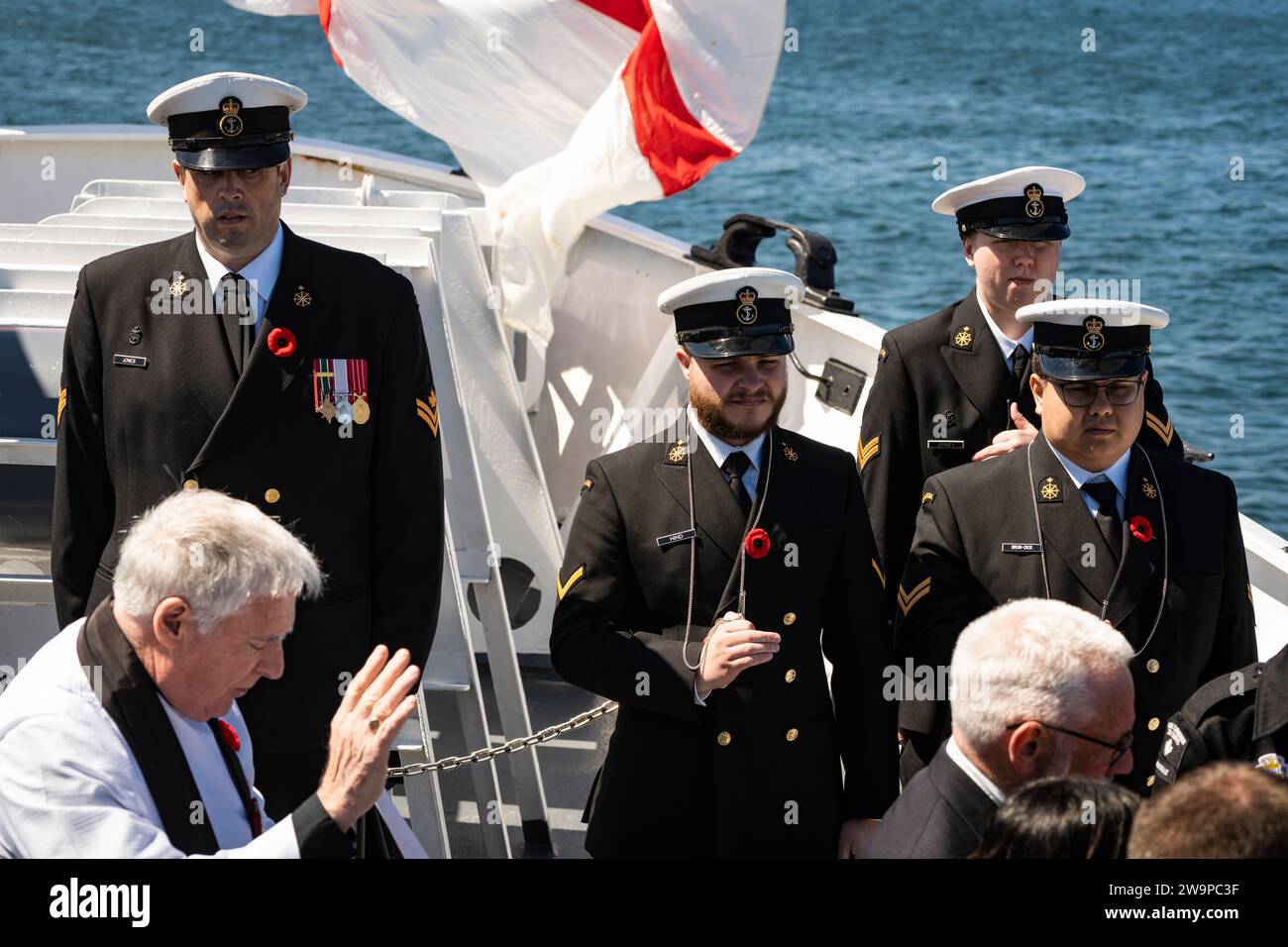 Preserved Flower-class corvette HMCS Sackville participates in a ...