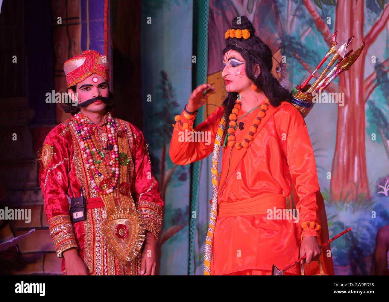 Dialogue between Ram, Lakshman and Sita during Ramlila staging Stock ...