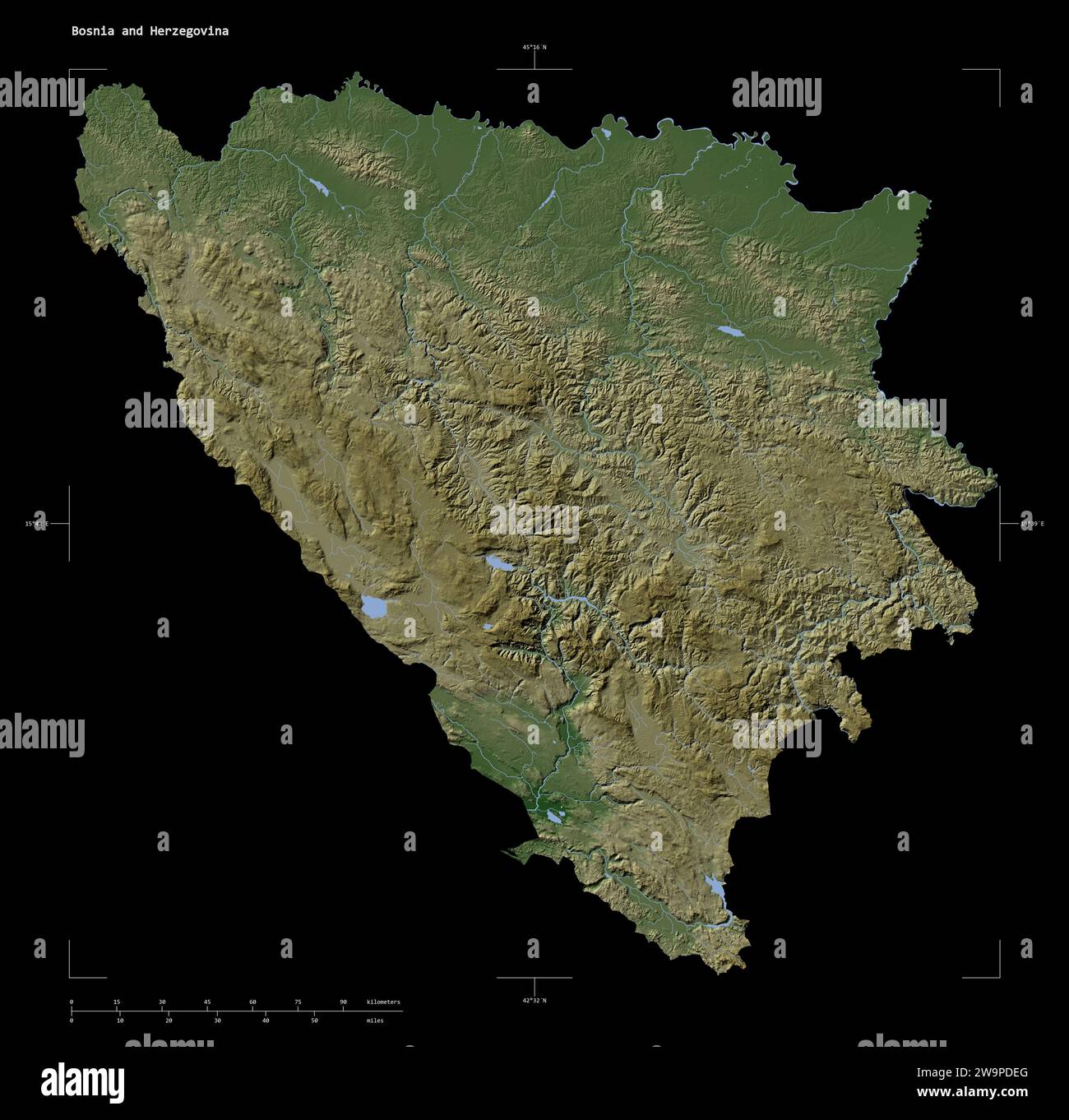 Shape of a Pale colored elevation map with lakes and rivers of the ...