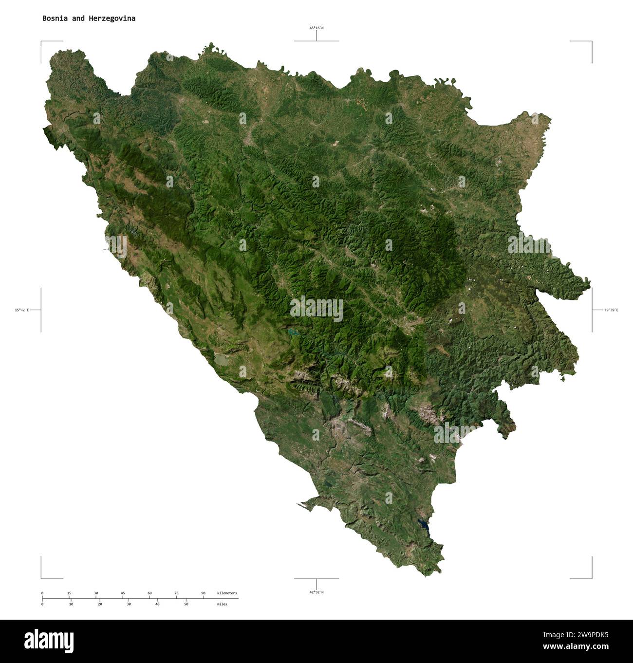 Shape of a low resolution satellite map of the Bosnia and Herzegovina ...