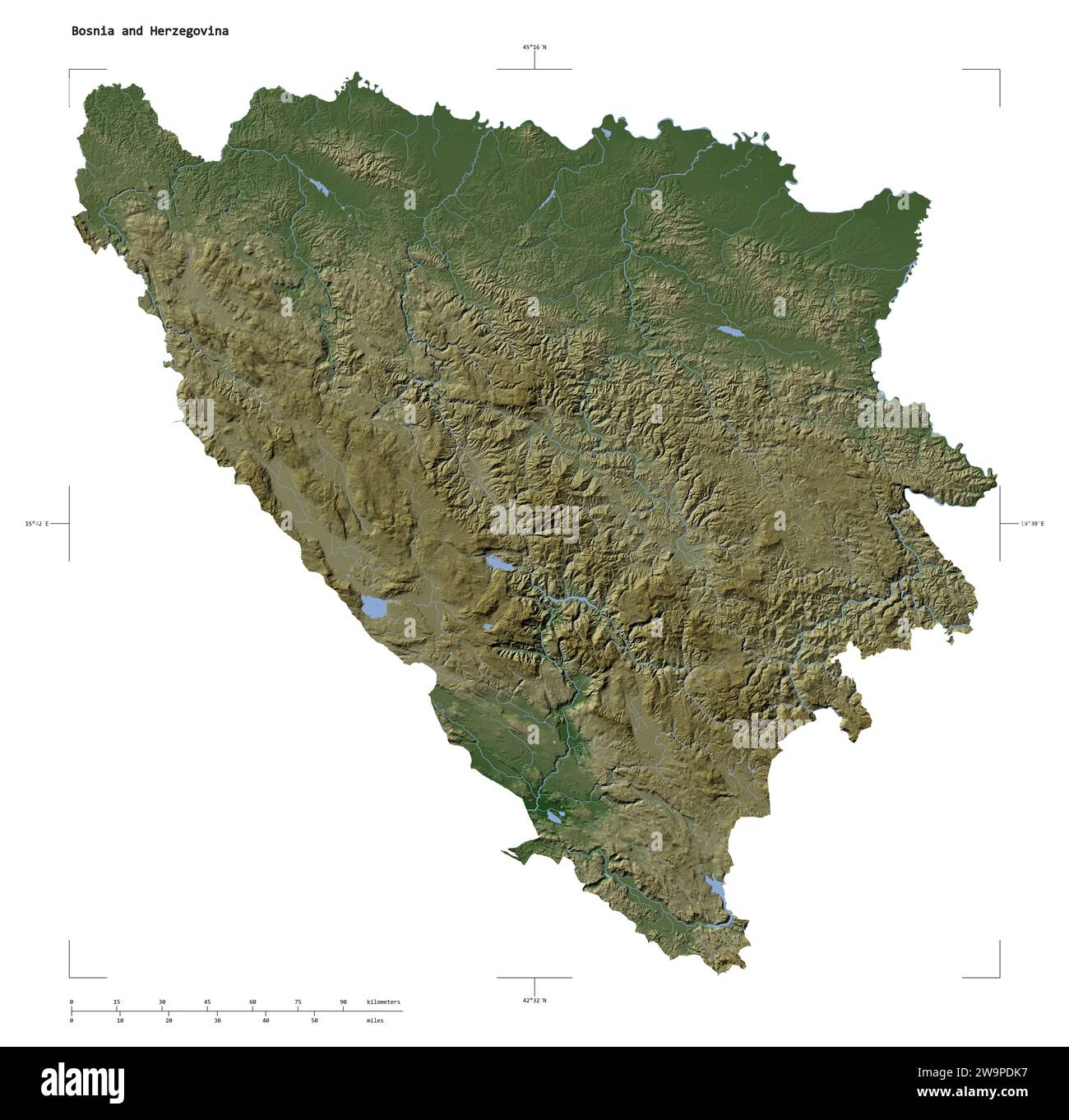 Shape of a Pale colored elevation map with lakes and rivers of the ...