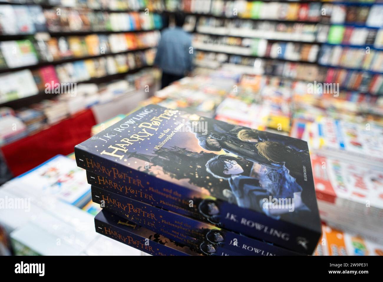 Bestseller book Harry Potter displayed for sell, at a stall during ...