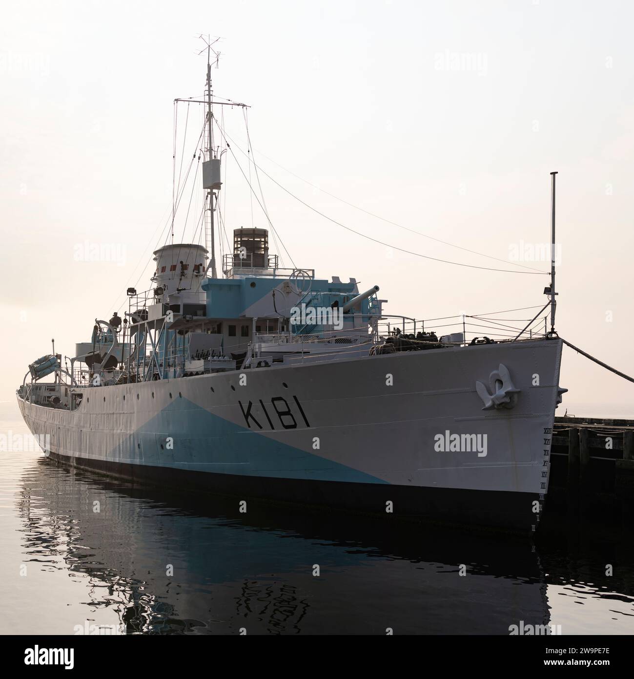 World's last remaining Flower-class corvette alongside a wharf on a ...